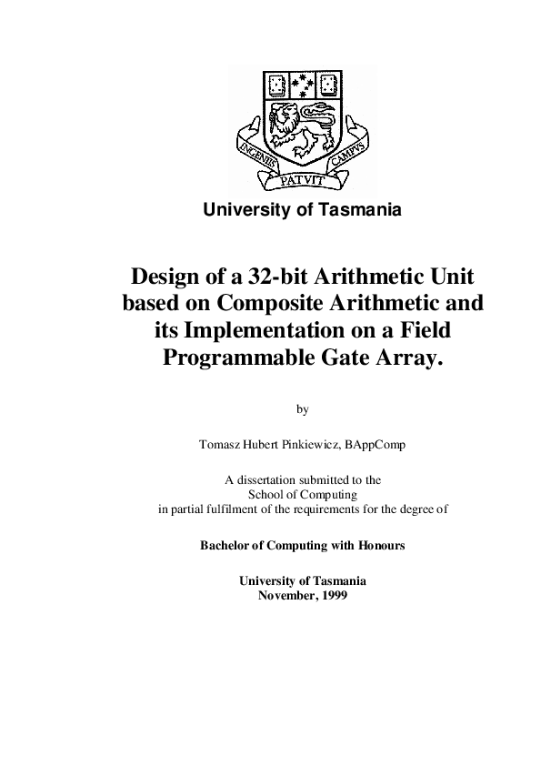 Pdf Design Of A 32 Bit Arithmetic Unit Based On Composite Arithmetic And Its Implementation On