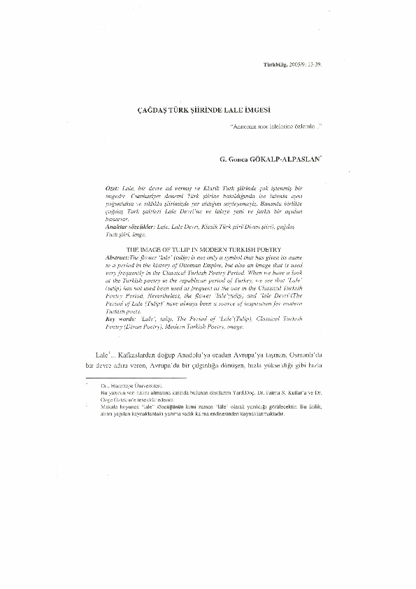 (PDF) THE IMAGE OF TULIP IN MODERN TURKİSH POETRY