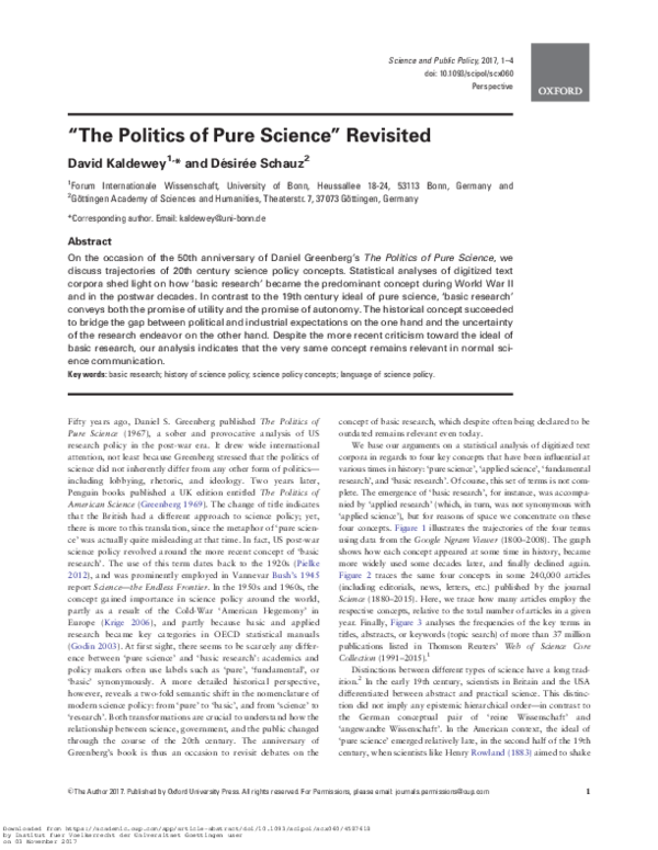 (PDF) “The Politics of Pure Science” Revisited