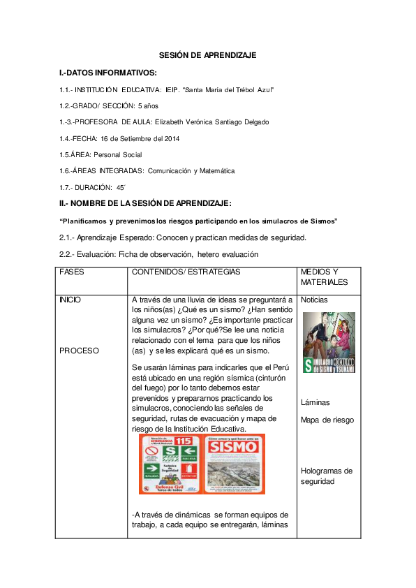 (PDF) SESIÓN DE APRENDIZAJE