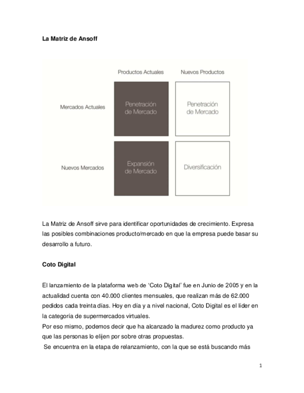 (PDF) La Matriz de Ansoff