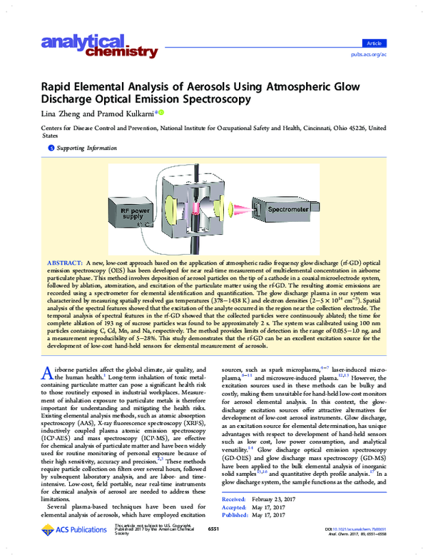 (PDF) Rapid Elemental Analysis of Aerosols Using Atmospheric Glow Discharge Optical Emission ...