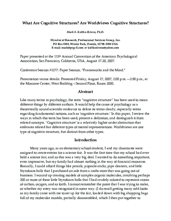 (PDF) What are cognitive structures? Are worldviews cognitive structures?