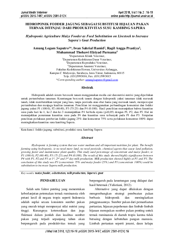 (PDF) HIDROPONIK FODDER JAGUNG SEBAGAI SUBSTITUSI HIJAUAN PAKAN TERNAK ...
