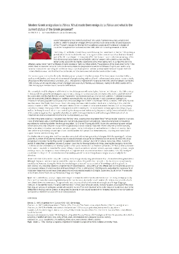 (DOC) Modern Greek emigration to Africa. What made them emigrate to ...