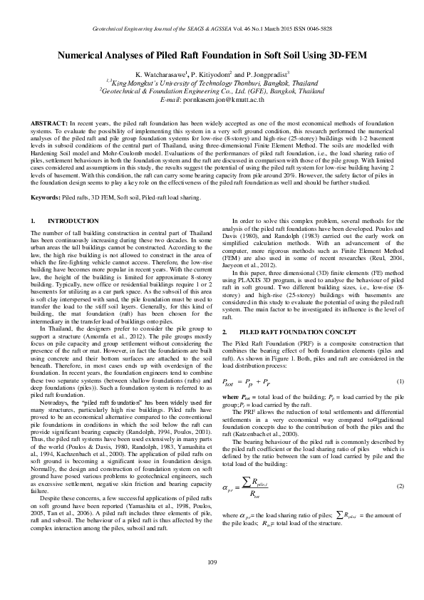 (PDF) Numerical Analyses of Piled Raft Foundation in Soft Soil Using 3D-FEM
