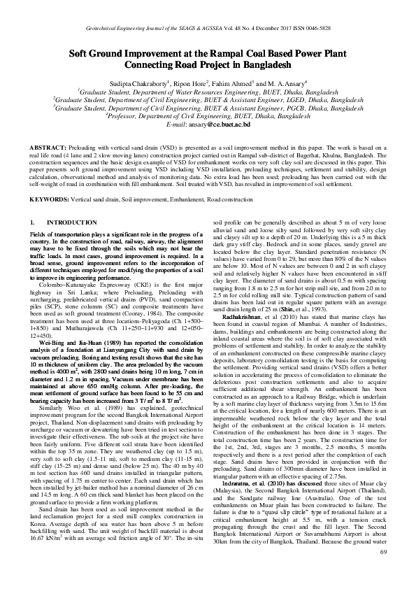 (PDF) Soft Ground Improvement at the Rampal Coal Based Power Plant Connecting Road Project in ...
