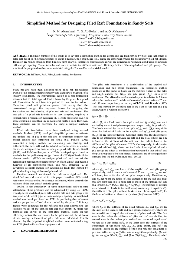 (PDF) Simplified Method for Designing Piled Raft Foundation in Sandy Soils
