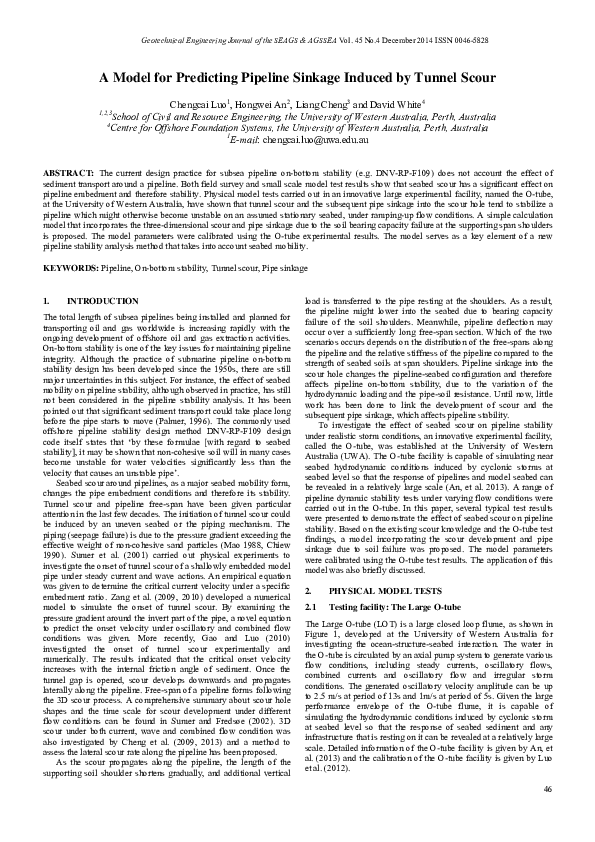 Pdf A Model For Predicting Pipeline Sinkage Induced By Tunnel Scour