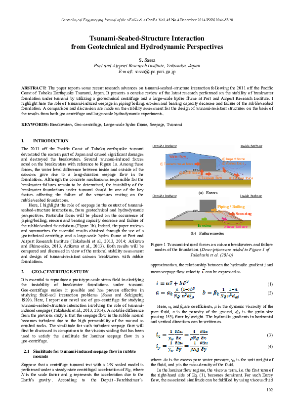 Pdf Tsunami Seabed Structure Interaction From Geotechnical And Hydrodynamic Perspectives