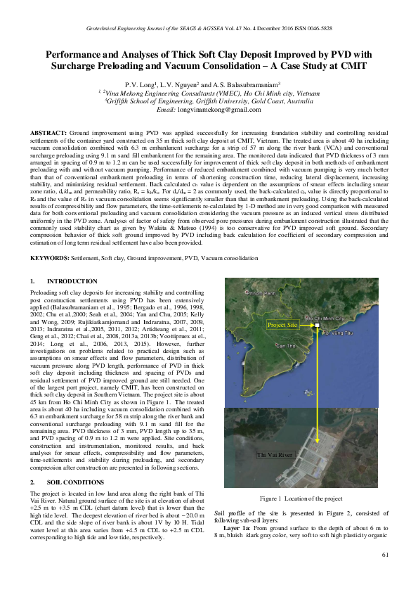 (PDF) Performance and Analyses of Thick Soft Clay Deposit Improved by ...