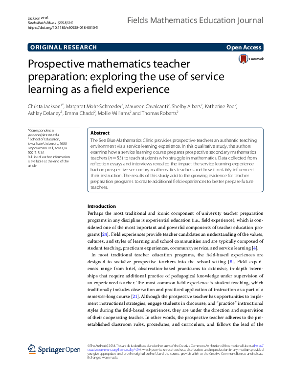 (PDF) Prospective mathematics teacher preparation: Exploring the use of ...