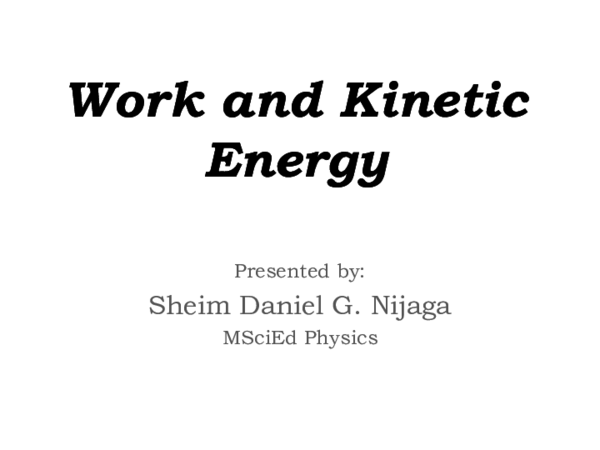 (PPT) Work and Kinetic Energy