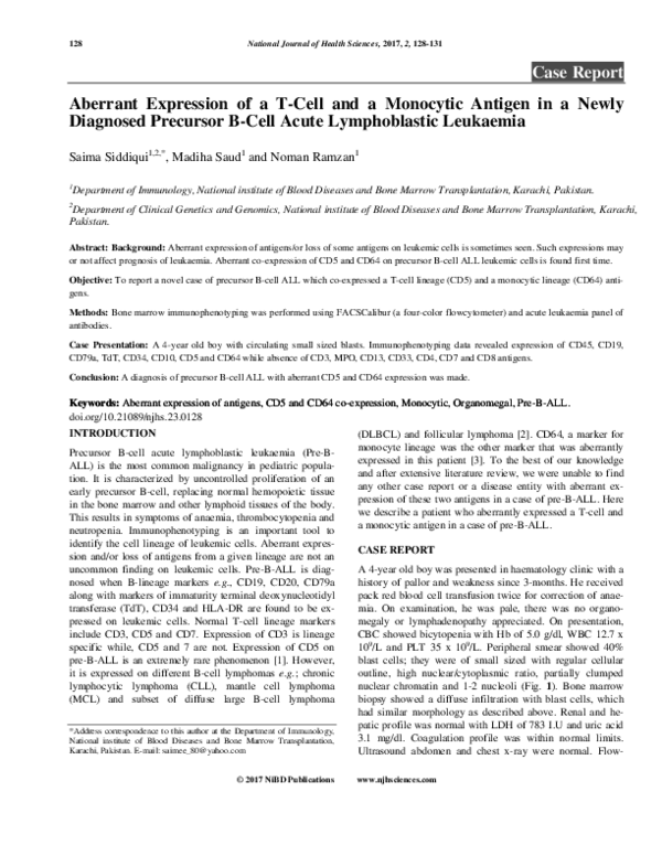 (PDF) Aberrant Expression of a T-Cell and a Monocytic Antigen in a ...