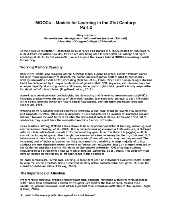 (PDF) MOOCs – Models for Learning in the 21st Century: Part 2