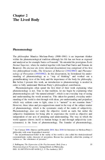 (PDF) The Lived Body Phenomenology