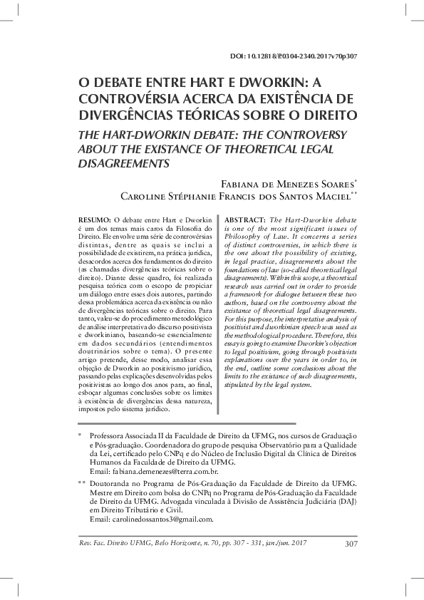 (PDF) O DEBATE ENTRE HART E DWORKIN: A CONTROVÉRSIA ACERCA DA ...