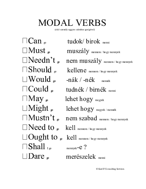 (PDF) MODAL VERBS - Translation Exercises