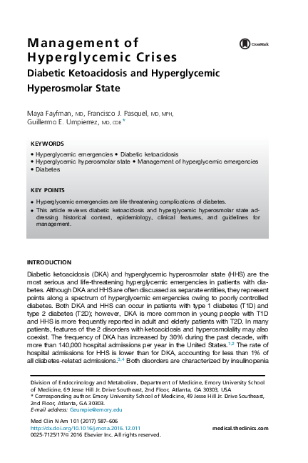 (PDF) Management of Hyperglycemic Crises Diabetic Ketoacidosis and ...