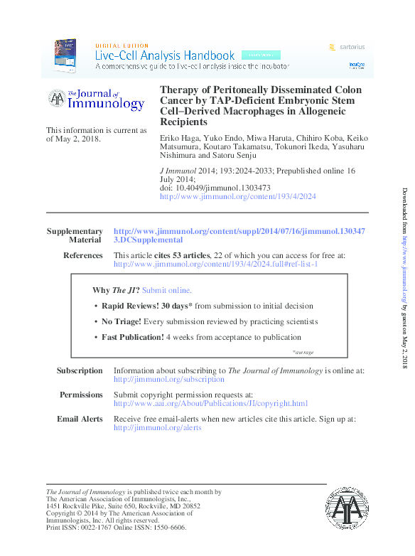 (PDF) Therapy of peritoneally disseminated colon cancer by TAP ...