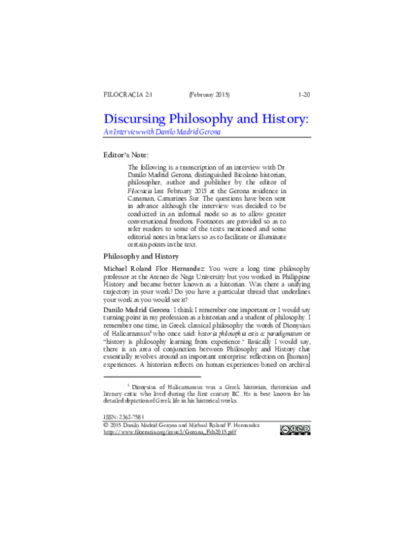 (PDF) Discursing Philosophy and History: An Interview with Danilo ...