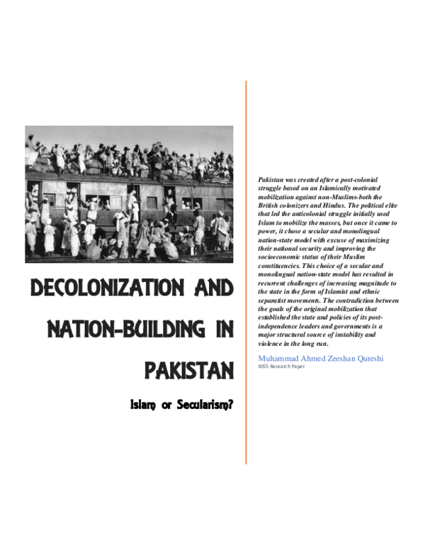 (PDF) DECOLONIZATION AND NATION-BUILDING IN PAKISTAN: ISLAM OR SECULARISM?