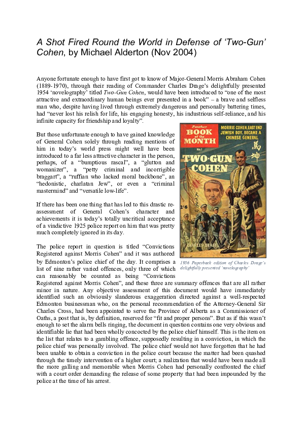(PDF) A Shot Fired Around the World in Defense of General Two-Gun Cohen ...