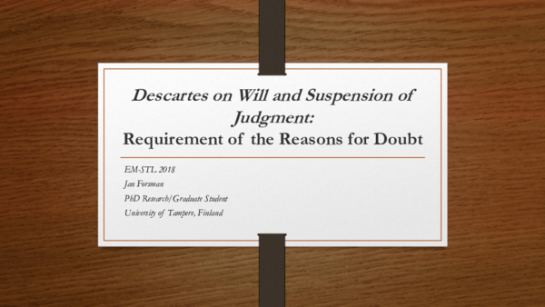 (PPT) Descartes on Will and Suspension of Judgment (Early Modern - St ...