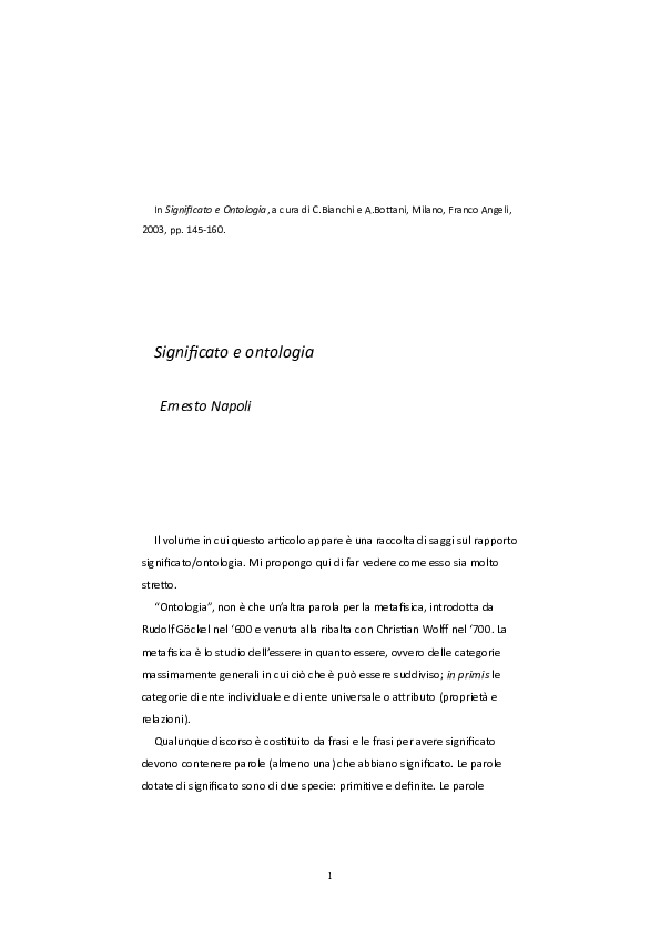 (DOC) Significato e ontologia