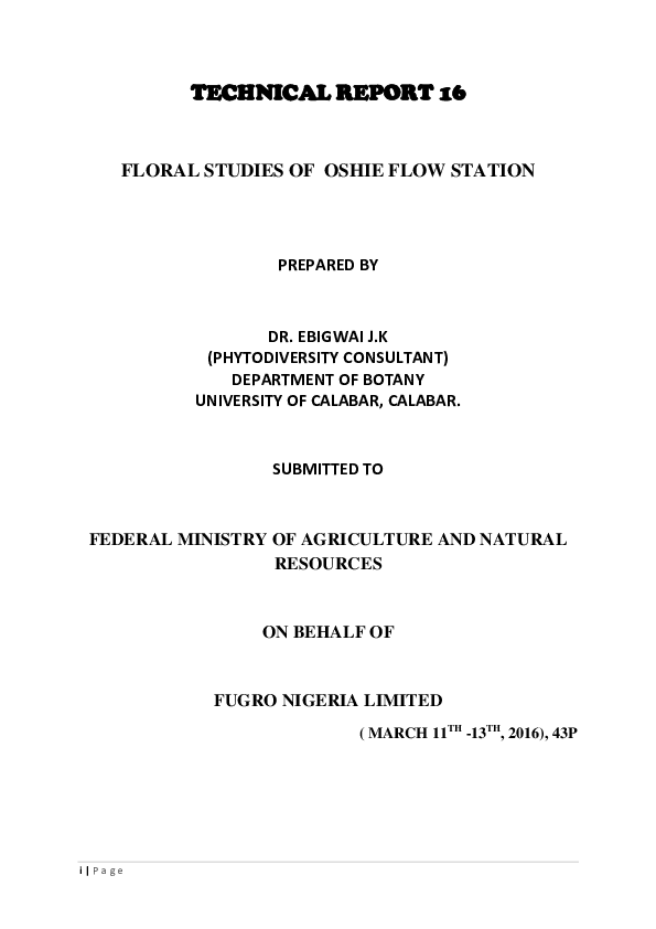 (PDF) FLORAL STUDIES OF OSHIE FLOW STATION