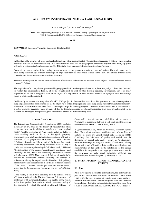 (PDF) Accuracy Investigation for a Large Scale Gis | Orhan Altan ...