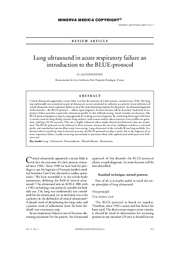 (PDF) Lung ultrasound in acute respiratory failure an introduction to ...