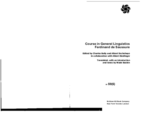 (PDF) Course in General Linguistics Ferdinand de Saussure