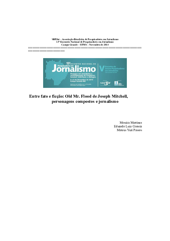(PDF) Entre fato e ficção: Old Mr. Flood de Joseph Mitchell ...