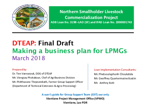 (PDF) DTEAP: Final Draft Making a business plan for LPMGs A user's ...
