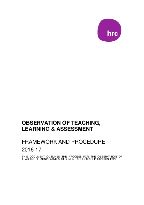 (PDF) OBSERVATION OF TEACHING, LEARNING & ASSESSMENT FRAMEWORK AND ...