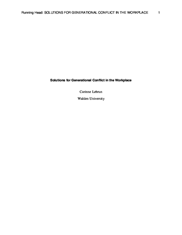 (PDF) Solutions for Generational Conflict in the Workplace