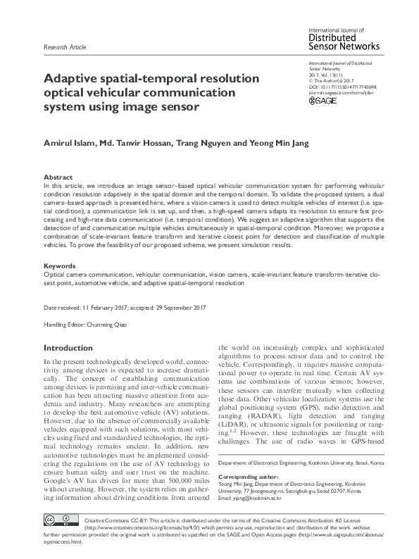 Pdf Adaptive Dual Camera Optical Vehicle Communication