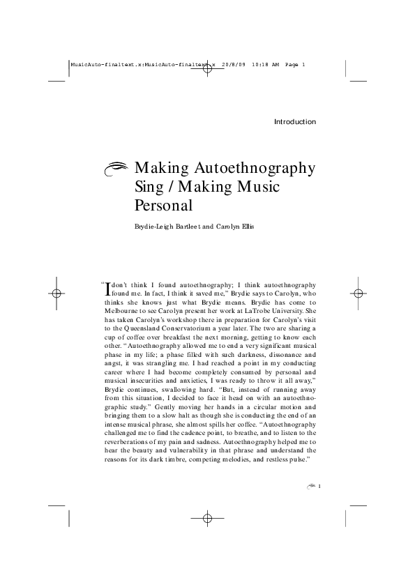 (PDF) Music autoethnographies: Making autoethnography sing/making music ...