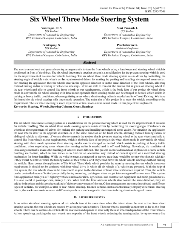 (PDF) Six Wheel Three Mode Steering System