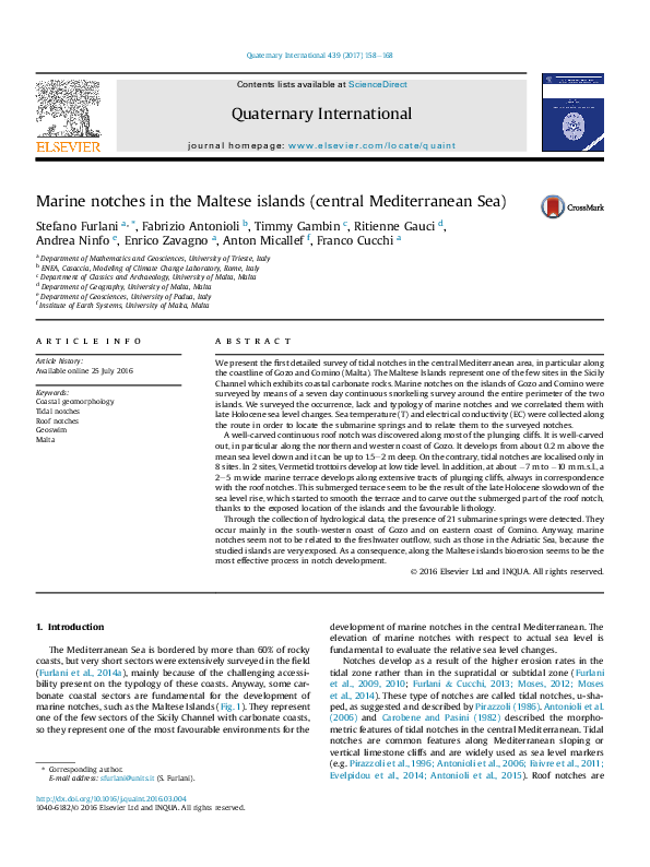 (PDF) Marine notches in the Maltese islands (central Mediterranean Sea