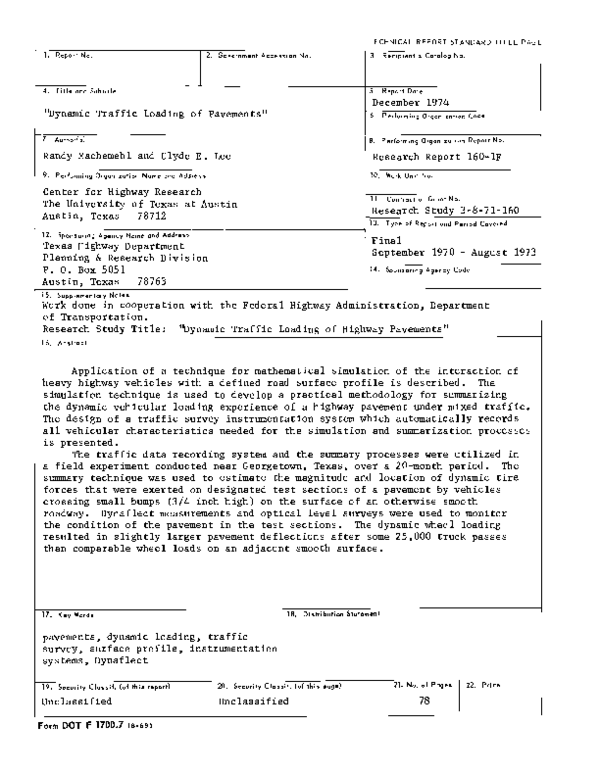 (PDF) "Dynamic Traffic Loading of Pavements"