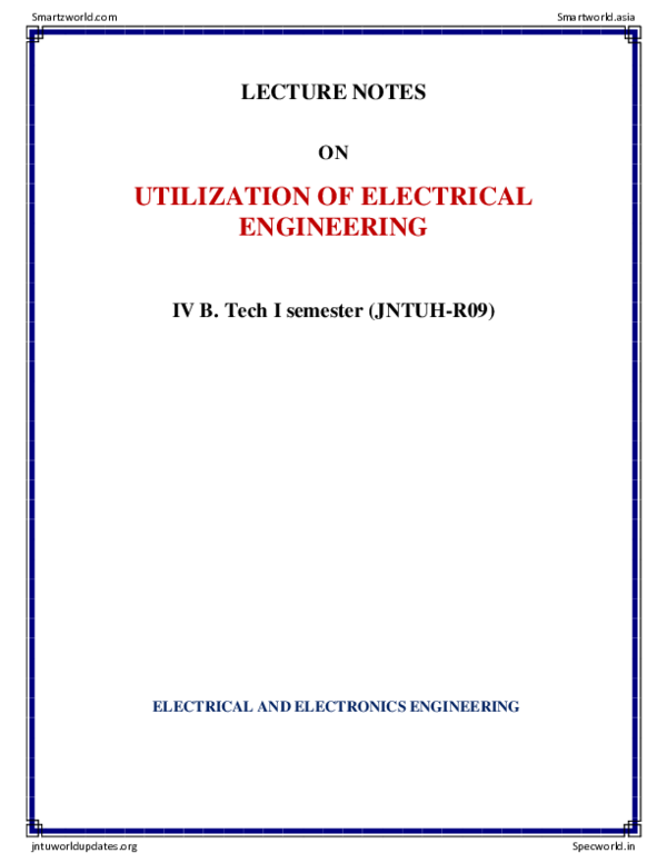 (PDF) LECTURE NOTES ON UTILIZATION OF ELECTRICAL ENGINEERING
