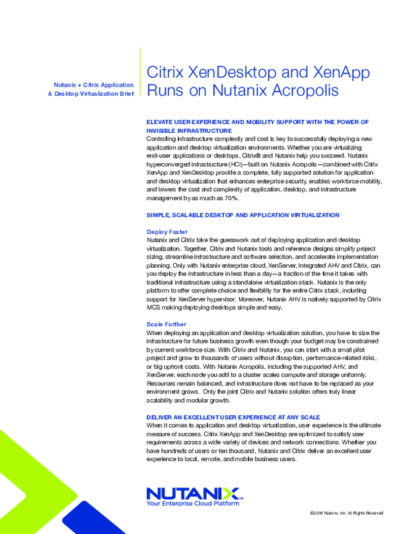 (PDF) Nutanix-Citrix Virtualization Partnership Benefits