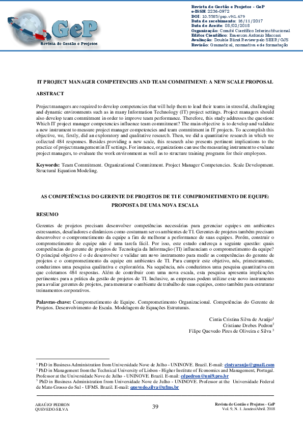 (PDF) IT Project Manager Competencies and Team Commitment: A New Scale ...