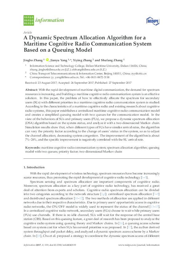 (PDF) A Dynamic Spectrum Allocation Algorithm for a Maritime Cognitive Radio Communication ...