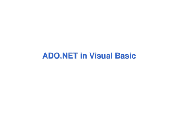 (PDF) ADO.NET in Visual Basic