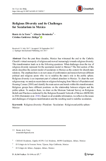 (PDF) Religious Diversity and its Challenges for Secularism in Mexico