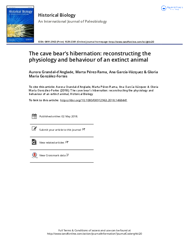(PDF) The cave bear's hibernation: reconstructing the physiology and ...