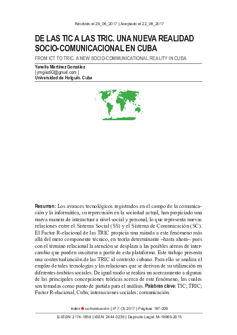 (PDF) De las TIC a las TRIC. Una nueva realidad socio-comunicacional en ...